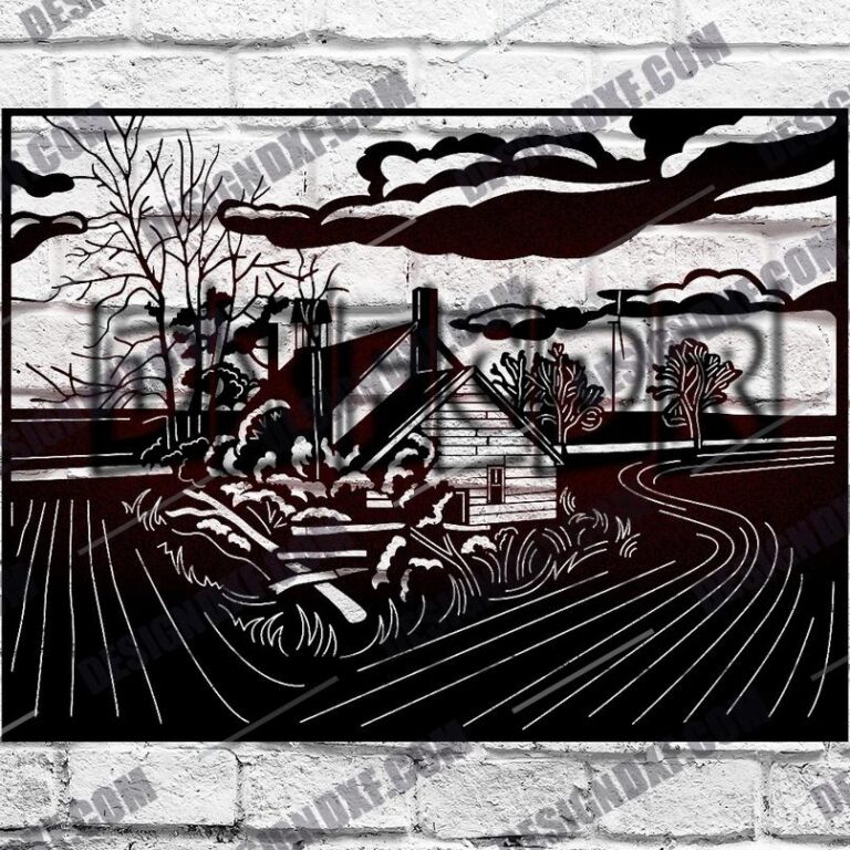 Old Barn Farm Scene DXF File | CNC Ready Designs